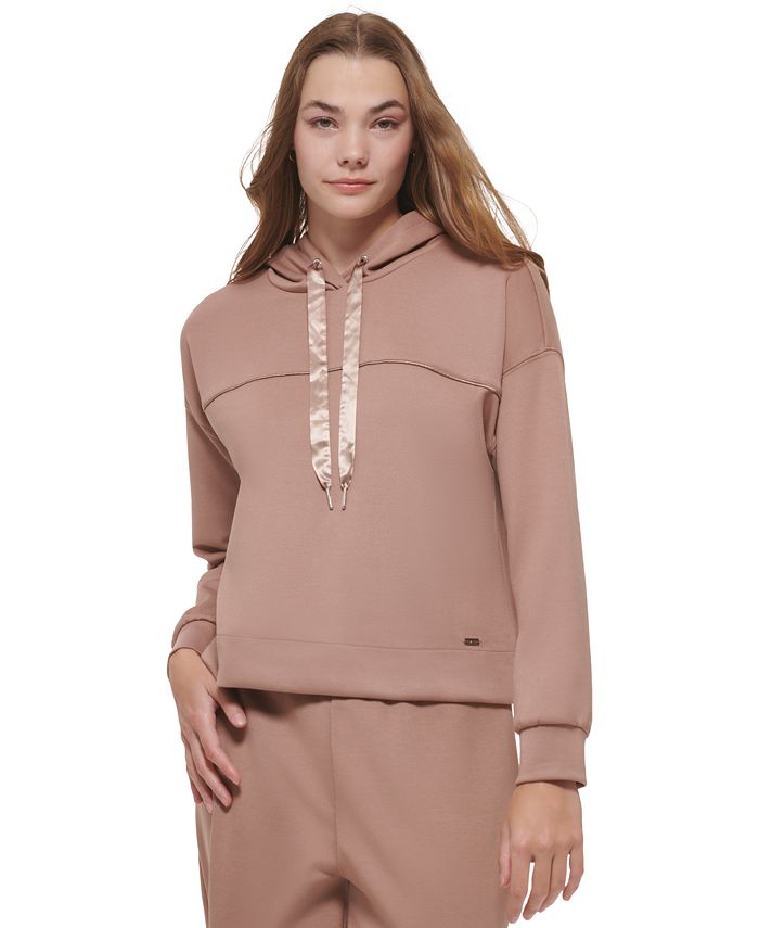 Calvin Klein Women's Satin Drawstring Hooded Sweatshirt - Macy's