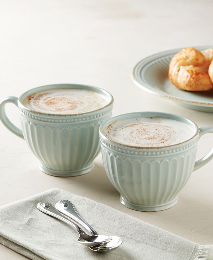 Lenox French Perle Groove Latte Mug Set, 2 Piece - Macy's