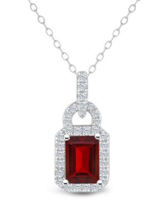 Macy's Garnet (1 1/4 ct. t.w.) and Topaz (1/4 ct. t.w.) Halo Pendant ...