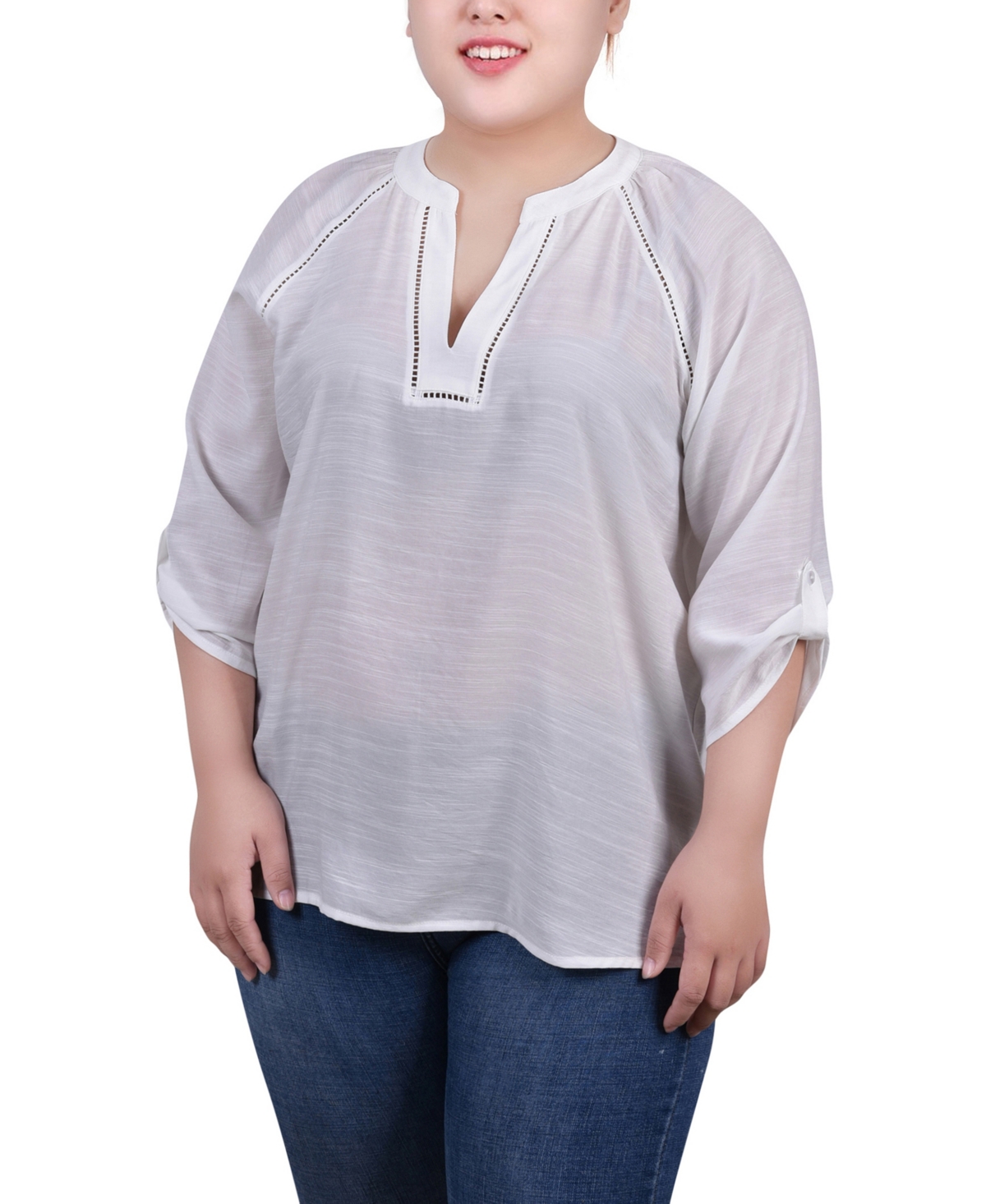 Click here for Ny Collection Plus Size Raglan Sleeve Split Neck B... prices