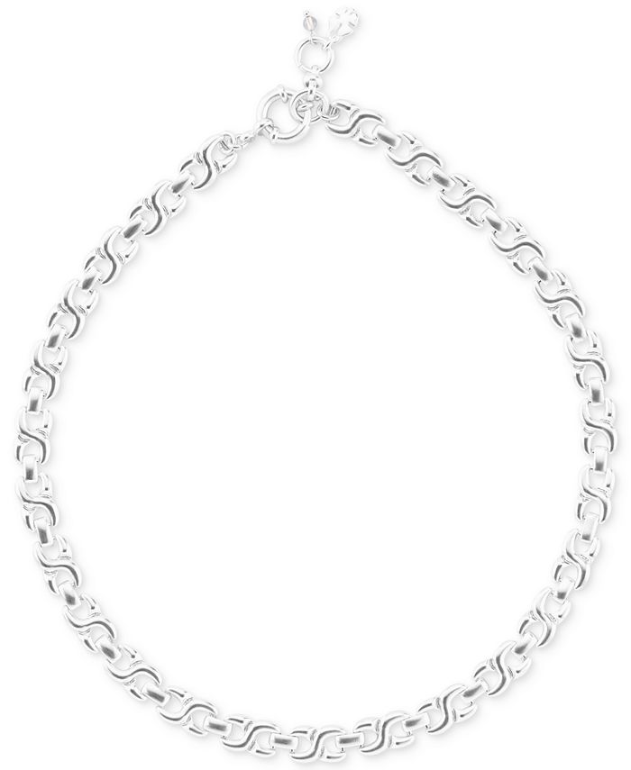Lucky Brand Silver-Tone Modern Chain Link Collar Necklace, 17" + 1 ...