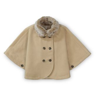 Hope & Henry Girls' Button Front Cape with Plush Collar, Kids - Macy's