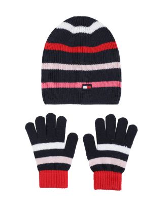 Tommy Hilfiger Big Girls Rib Multicolor Stripe Beanie and Magic Glove ...