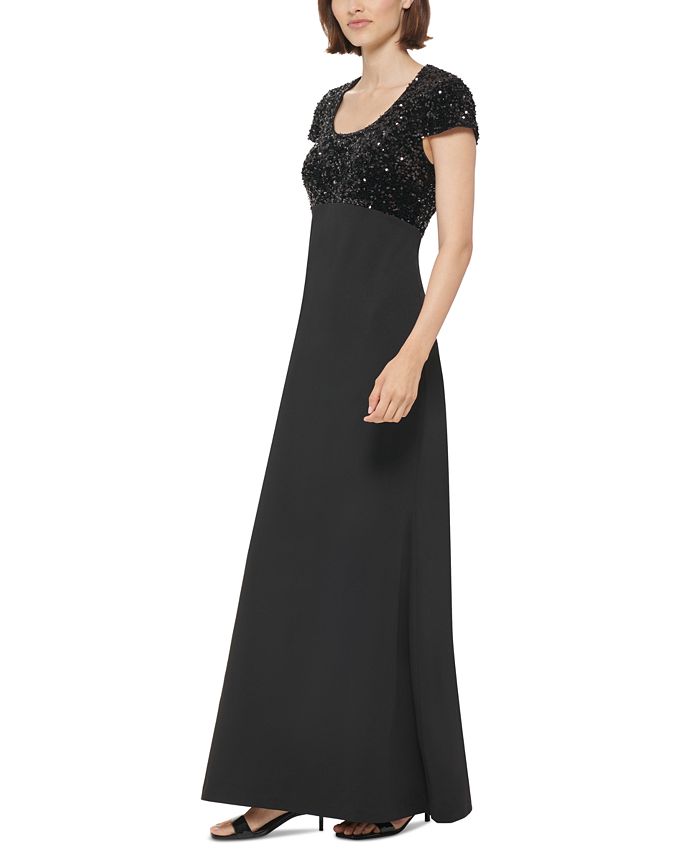 Calvin Klein Women's Sequined-Bodice Evening Gown - Macy's