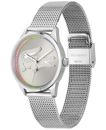 Lacoste Women's Ladycroc Silver-Tone Stainless Steel Mesh Bracelet ...