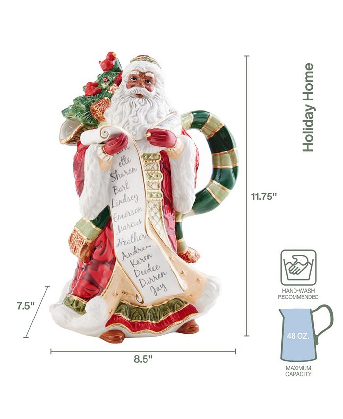 Fitz and Floyd Holiday Home African American Santa Pitcher - Macy's