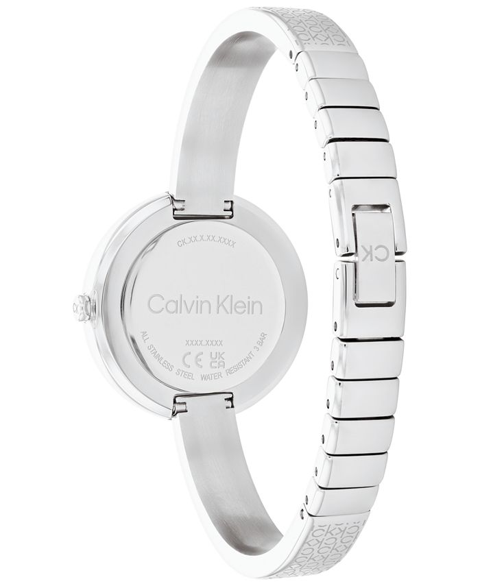 Calvin Klein Women's Silver-Tone Stainless Steel Bangle Bracelet Watch ...