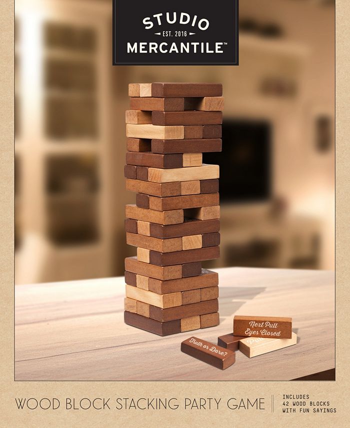 Studio Mercantile Wood Block Stacking Game Set, 54 Pieces - Macy's