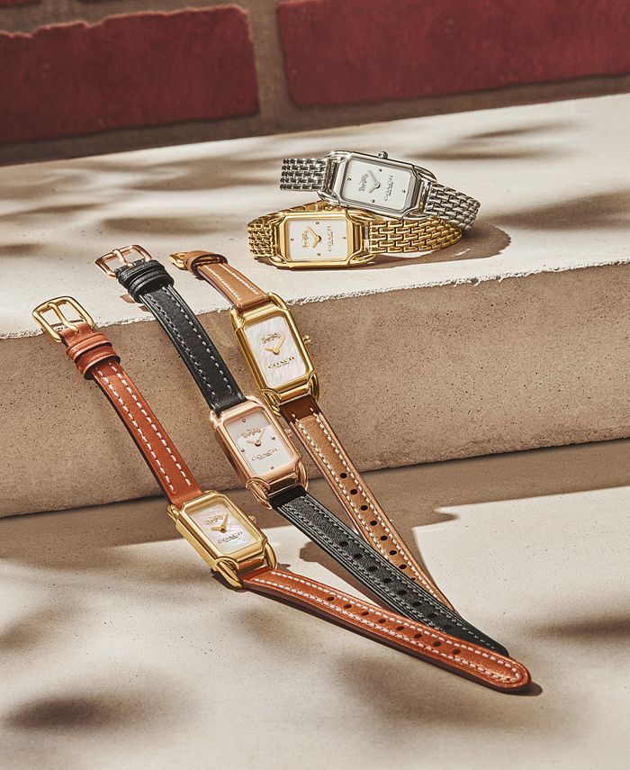 COACH Women's Cadie Canyon Leather Strap Watch 17.5mmX28.5mm - Macy's