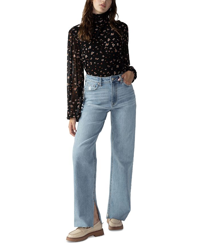 Sanctuary Women's Night Dream Printed Mesh Mock Neck Top - Macy's