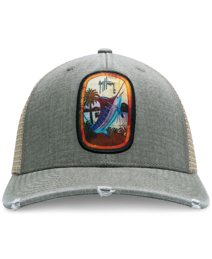 Guy Harvey Men's Sublimated Dominica Patch Distressed Trucker Hat - Macy's