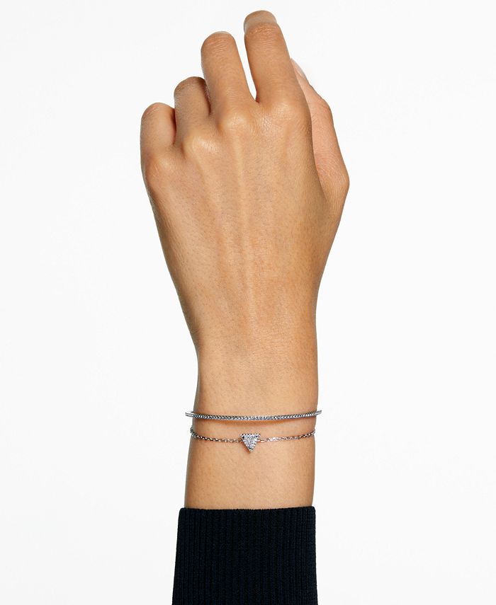 Swarovski Silver-Tone Crystal Triangle Layered Bracelet - Macy's