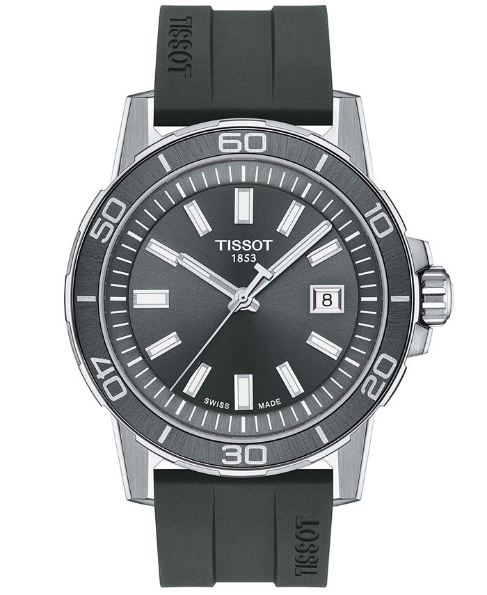 Tissot Men's Swiss Supersport Gray Rubber Strap Watch 44mm - Macy's