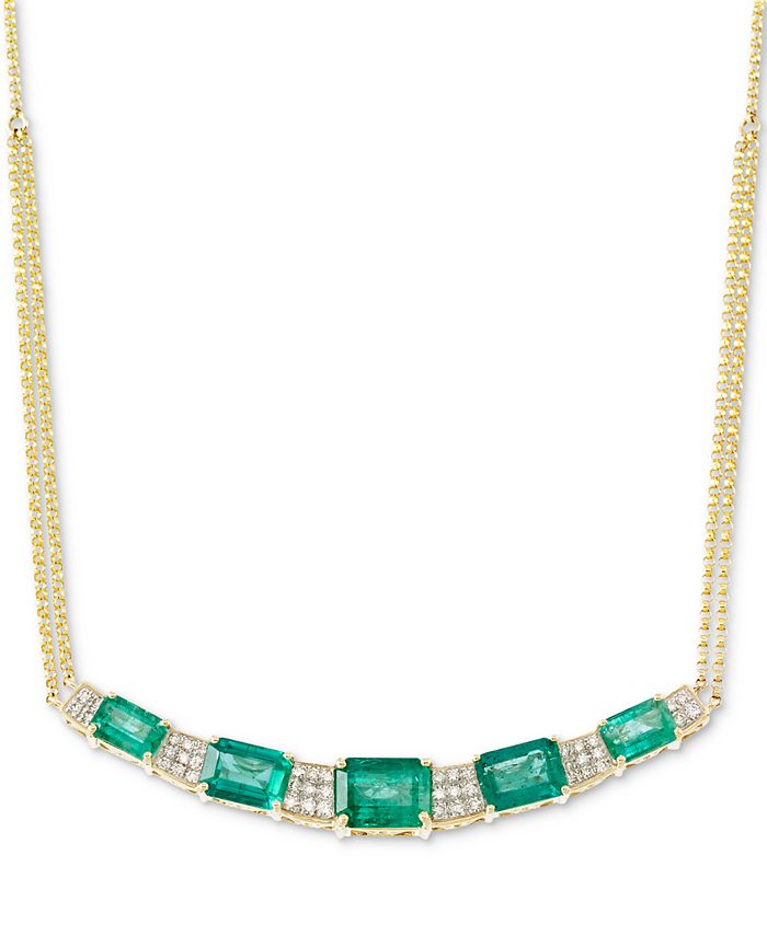 RARE Featuring GEMFIELDS Emerald (4-1/3 ct. t.w.) & Diamond (1/3 ct. t.w.) Collar Necklace in ...