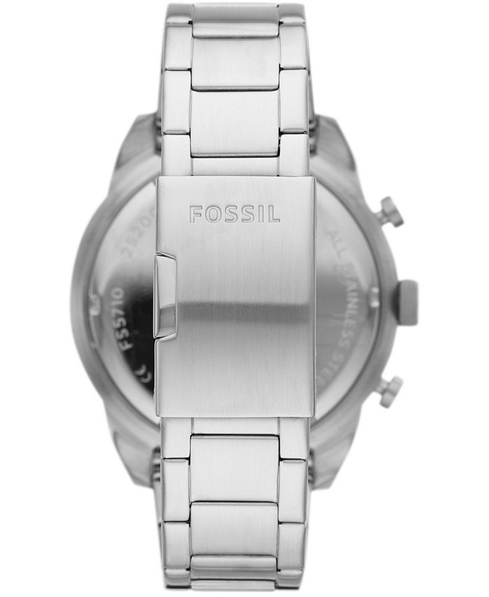 Fossil Men's Bronson Chronograph, Silver-Tone Stainless Steel Bracelet ...