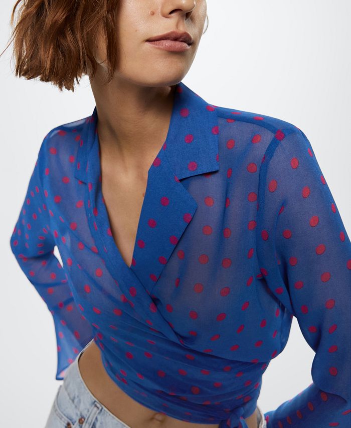 MANGO Women's Sheer Polka-Dot Blouse - Macy's