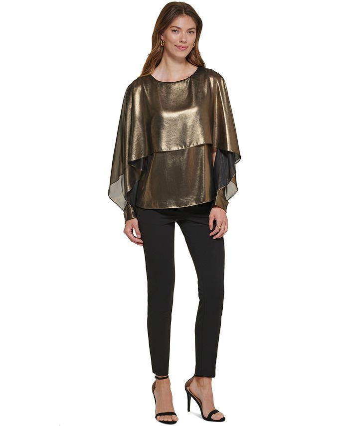 DKNY Women's Metallic Cape Top - Macy's