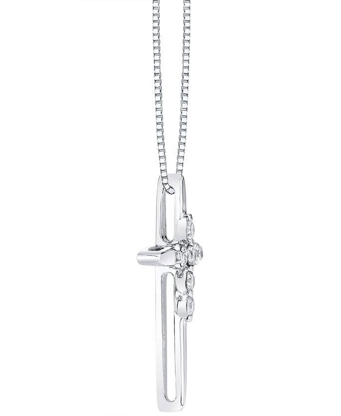 Sirena Diamond Cross 18" Pendant Necklace (1/8 ct. t.w.) in 14k White ...