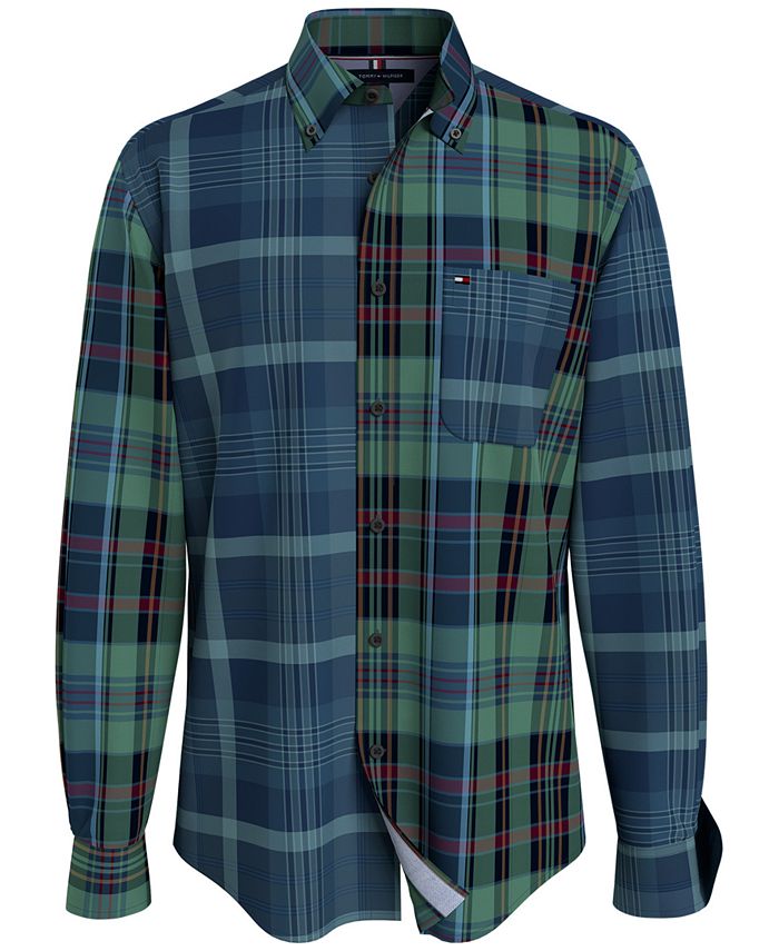 Tommy Hilfiger Men's Mavis Plaid Pieced Long Sleeve Classic-Fit Polo ...