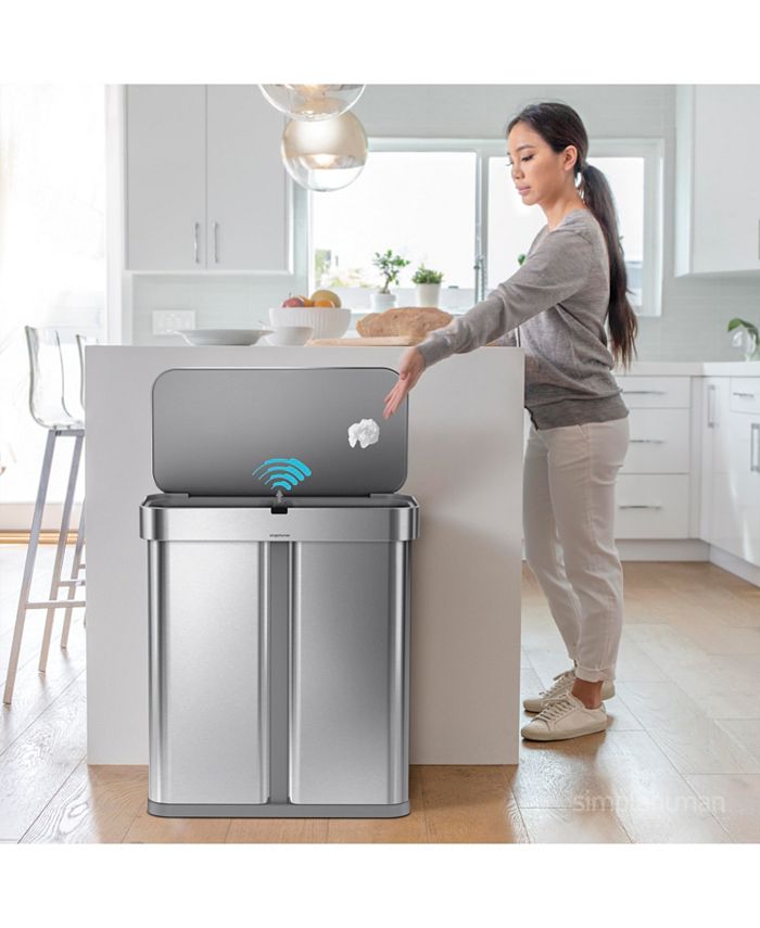 simplehuman Dual Compartment Rectangular Sensor Trash Can with Voice ...