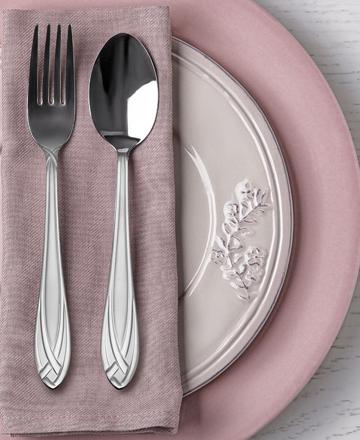 Hampton Forge Lace Frosted 54 Piece Set with Wood Caddy, Service for 8 ...