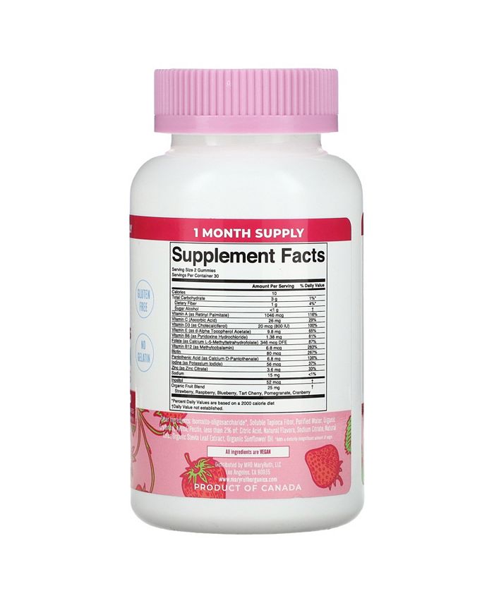 MaryRuth Organics Women's Multivitamin Gummies, Strawberry, 60ct - Macy's