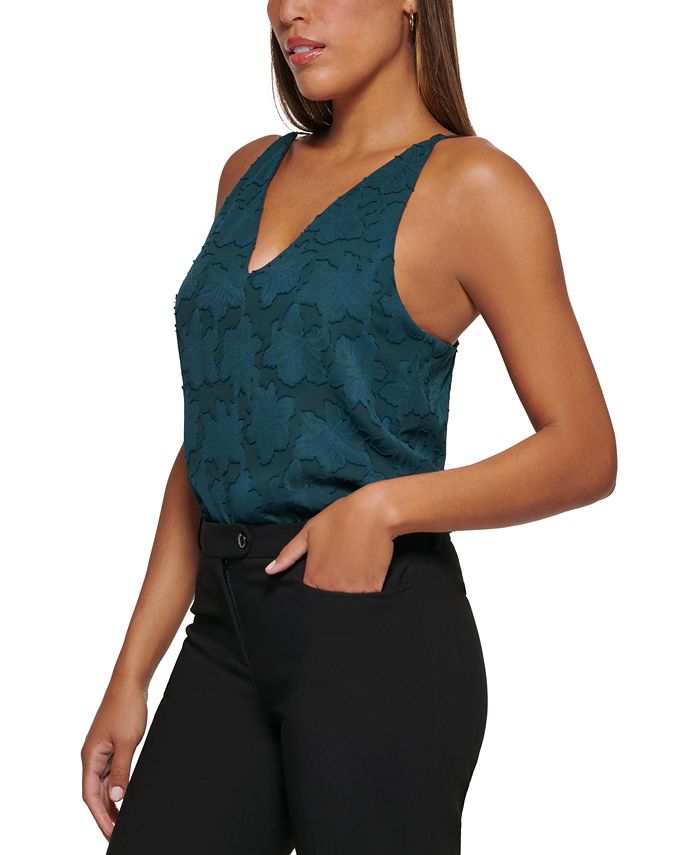 Calvin Klein Petite Jacquard V-Neck Camisole - Macy's