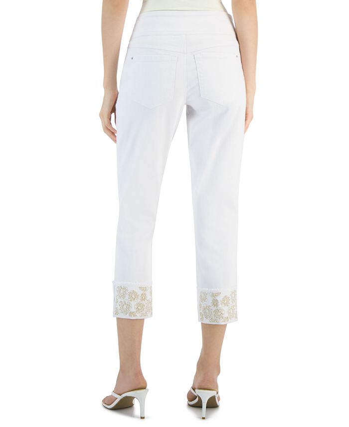 I.N.C. International Concepts Women's Embroidered-Cuff Straight Jeans ...