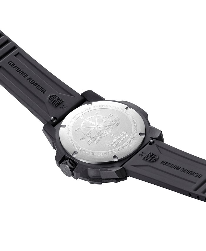 Luminox Men's Swiss Commando Raider Military GMT Black Rubber Strap ...