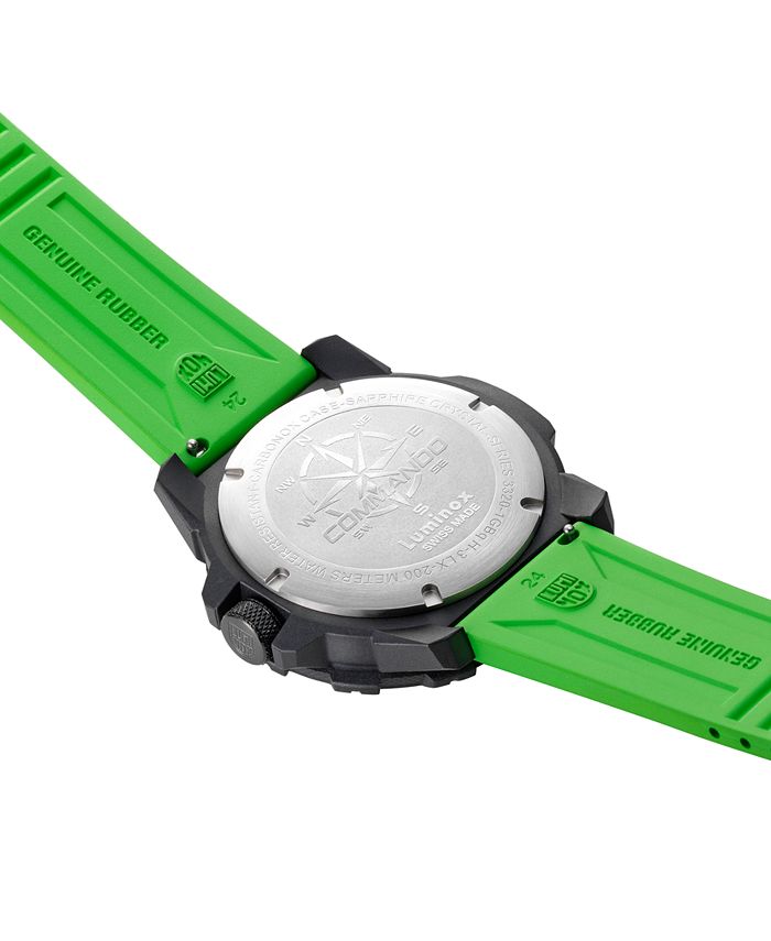 Luminox Men's Swiss Commando Raider Military GMT Green Rubber Strap ...