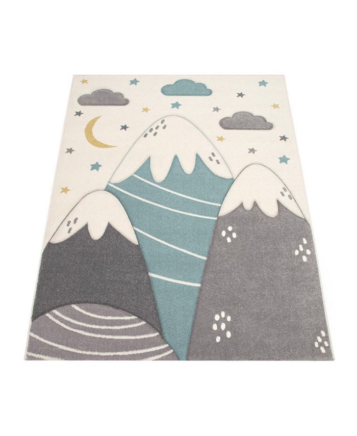 Paco Kids Rug Cosmo With Mountains And Stars For Nursery In Cream - 32 ...