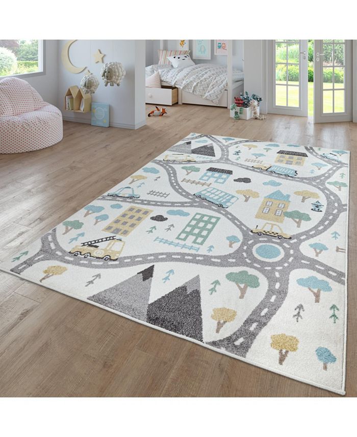 Paco Kids Rug Nino With Cars Streets And Trees In Pastel Colors In ...
