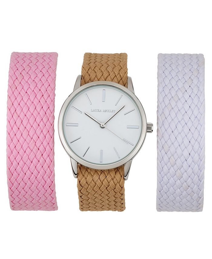 Laura Ashley Women's Interchangeable Multi-Colored Polyurethane Bands ...