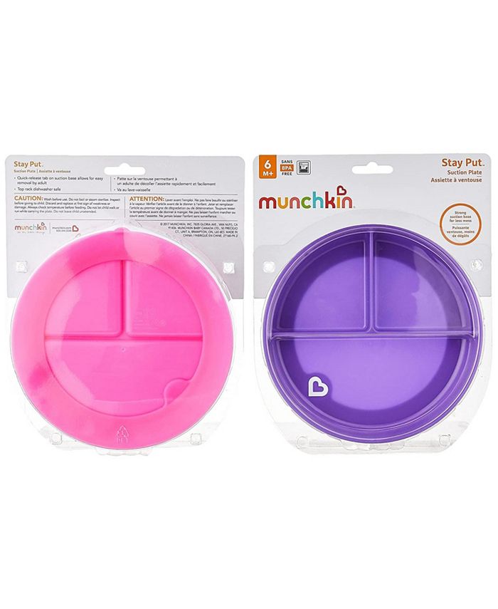 Munchkin Stay Put Divided Suction Plates, Pink/Purple - Macy's