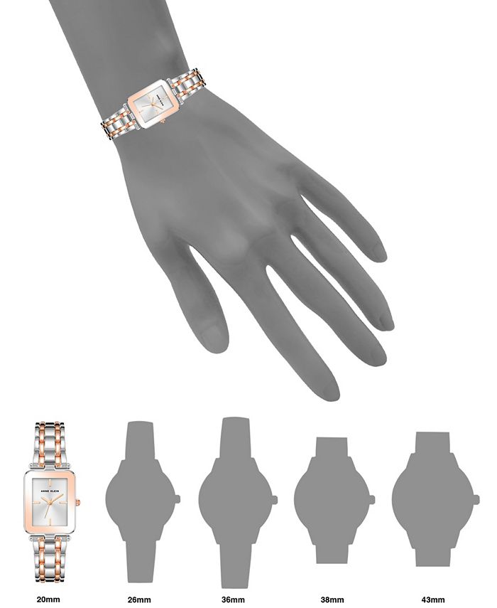 Anne Klein Women's Silver-Tone and Rose Gold-Tone Alloy Square Bracelet ...