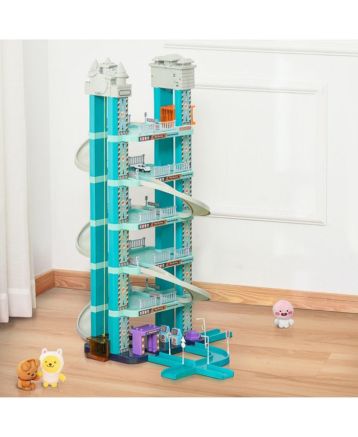 Qaba 6-Level Kids Toy Car Playset Parking Garage Lot w/ Carlift ...
