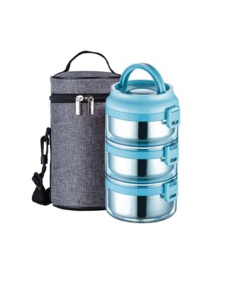75OZ Stainless Steel Stackable Compartment Lunch Box With Lunch Bag ...