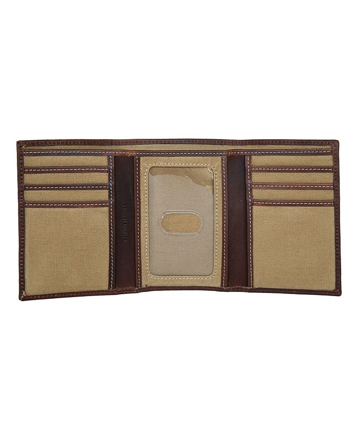Lucky Brand Men's Canvas with Leather Trim Trifold Wallet - Macy's