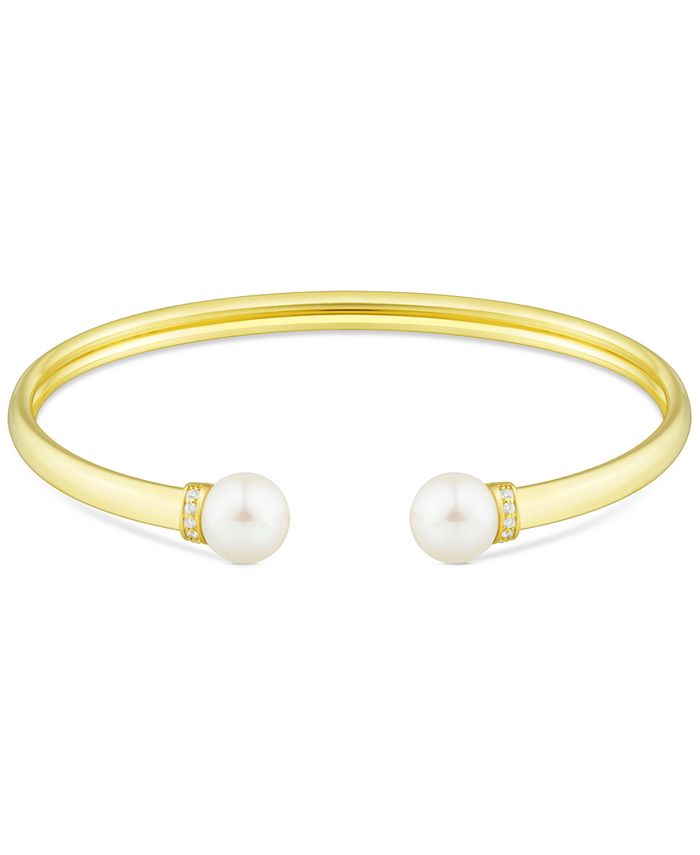 Honora Cultured Freshwater Pearl (8mm) & Diamond (1/20 ct. t.w.) Cuff ...