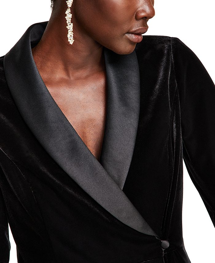 Alex Evenings Women's Satin-Collar Velvet Peplum Top - Macy's