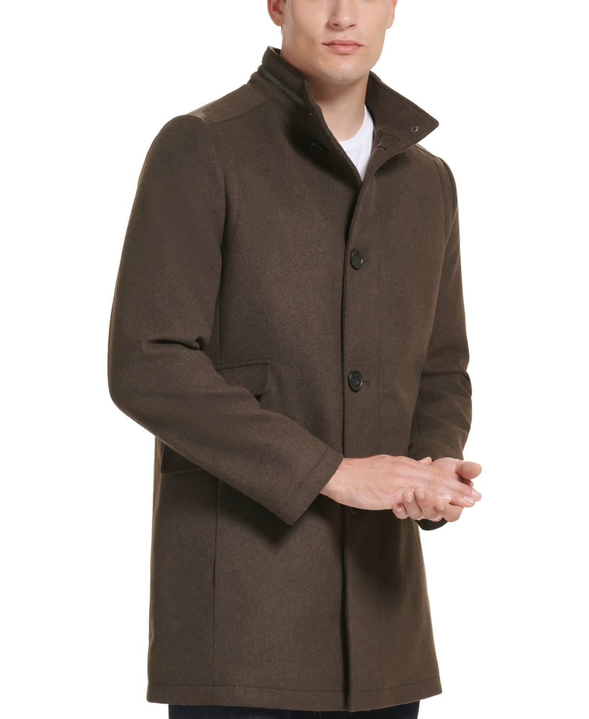 Click here for Kenneth Cole Mens Wool Button Car Coat - Medium Br... prices