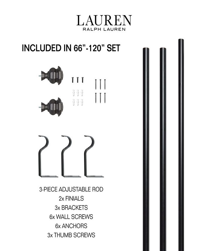 Lauren Ralph Lauren Welford 1" Adjustable Window Curtain Rod and Finial ...