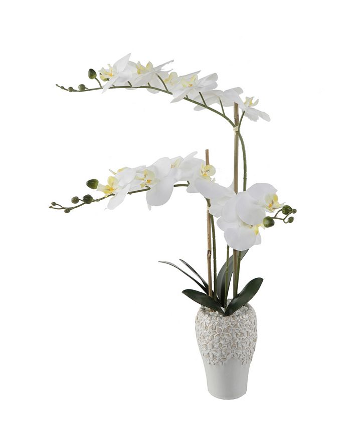 Flora Bunda Real-Touch Orchid in Ceramic Vase, 20" - Macy's