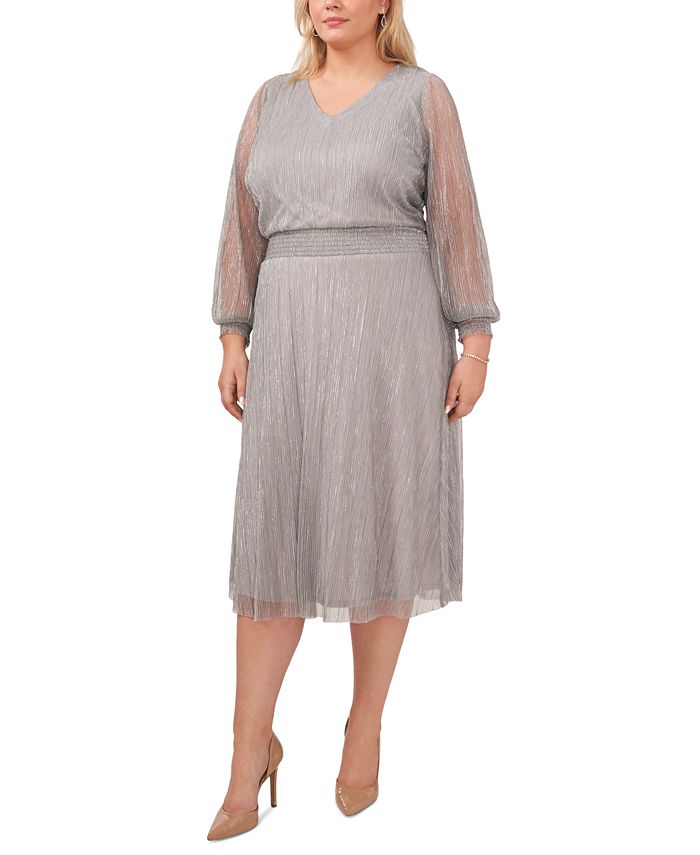 MSK Plus Size Lurex Smocked Midi Dress & Reviews - Dresses - Plus Sizes ...