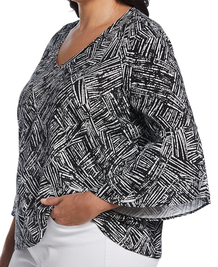ELLA Rafaella Plus Size Knit V-neck Ruffle Top & Reviews - Tops - Plus ...