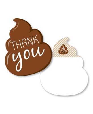 Oh Crap, You're Old - Poop Birthday Party Shaped Thank You Note Cards ...