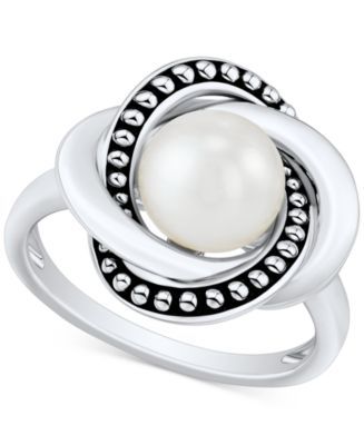 Honora Cultured Freshwater Pearl (8mm) Beaded Love Knot Ring in ...