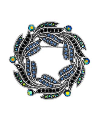 2028 Silver-Tone Ab Glass Stone Wreath Pin - Macy's