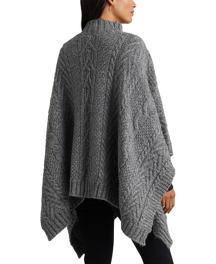 Lauren Ralph Lauren Women's Mock Neck Cable Poncho - Macy's