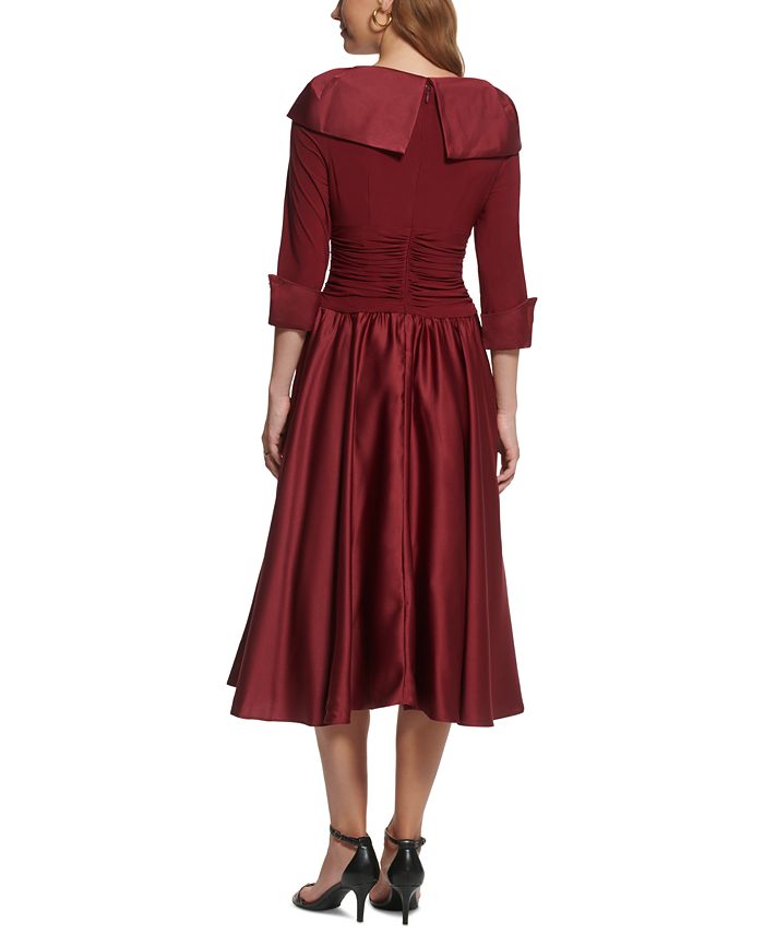 Jessica Howard Women's Satin-Detail Elbow-Sleeve Midi Dress - Macy's